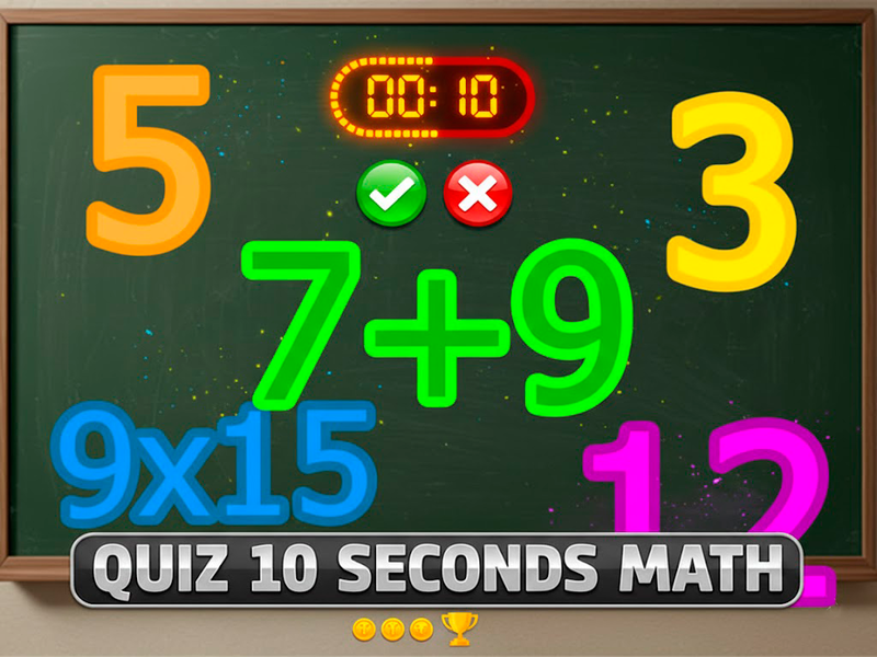 Quiz 10 Seconds Math 🕹️ Joacă online pe SGameS